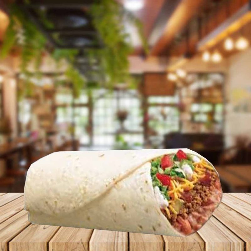 Burrito de arrachera tortilla de jitomate, frijoles, pimientos, cebolla